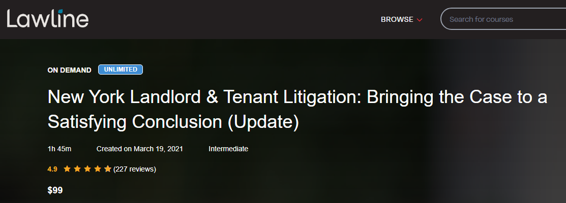 “Bringing a Landlord and Tenant Case to a Satisfying Conclusion”, a ...